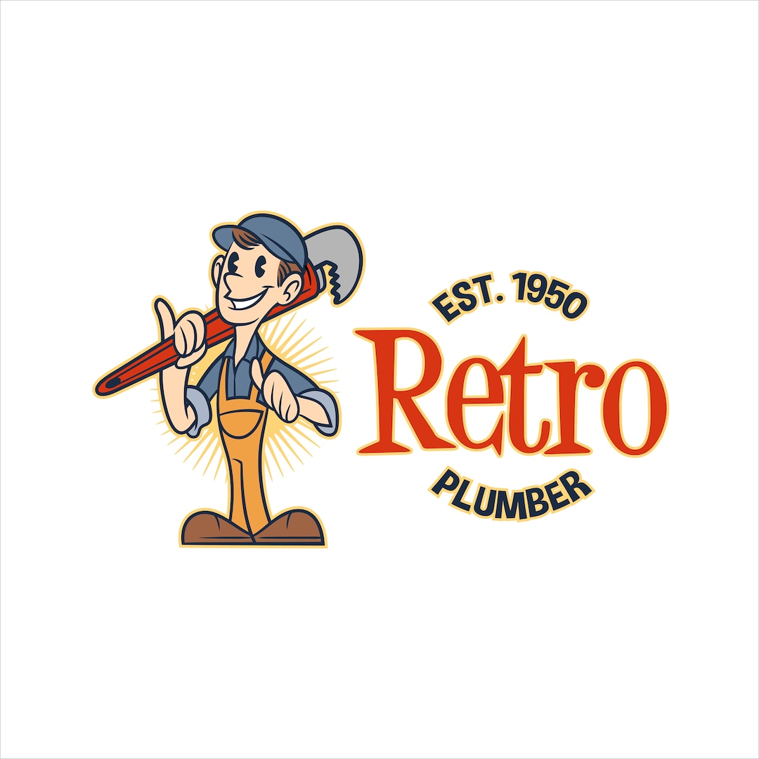 Retro Vintage Plumber Logo, Service Logo, Construction Logo, Premade ...