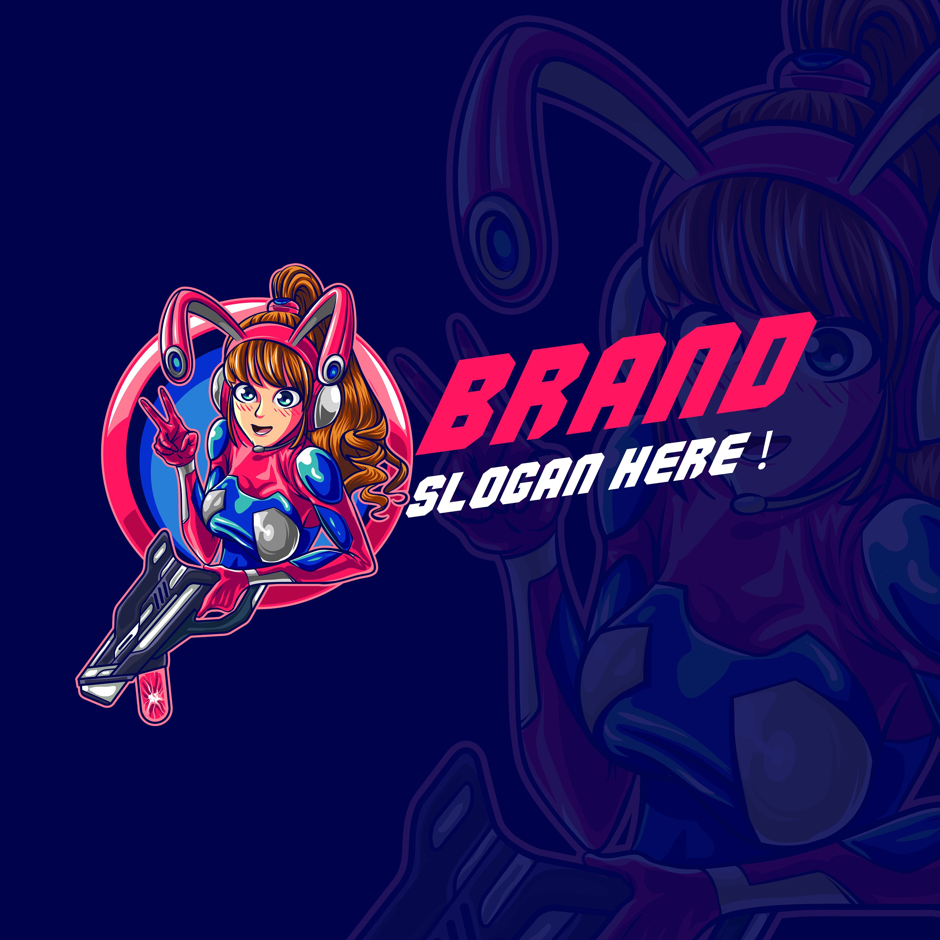 Pink Mecha Logo Design, Editable Logo, Premade Logo, Sport Logo, Gaming ...