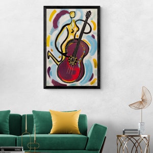 Figure of Woman With Guitar in Her Hand, in Modern Lines, in Musical ...