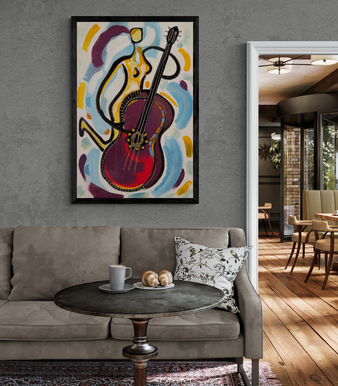Figure of Woman With Guitar in Her Hand, in Modern Lines, in Musical ...