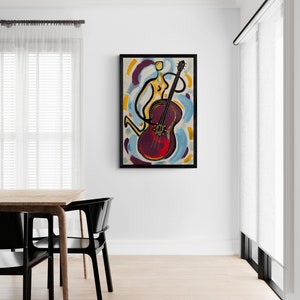Figure of Woman With Guitar in Her Hand, in Modern Lines, in Musical ...
