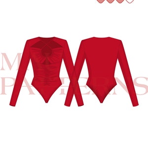 Bodysuit With Cutouts and Long Sleeves PDF Sewing Pattern Armalle ...