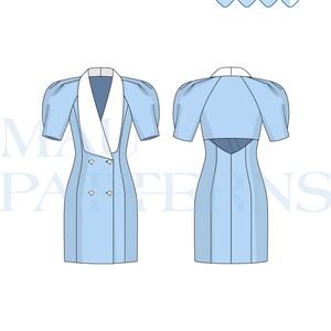 Double Breasted Dress With Contrast Collar PDF Sewing Pattern Bellamy ...
