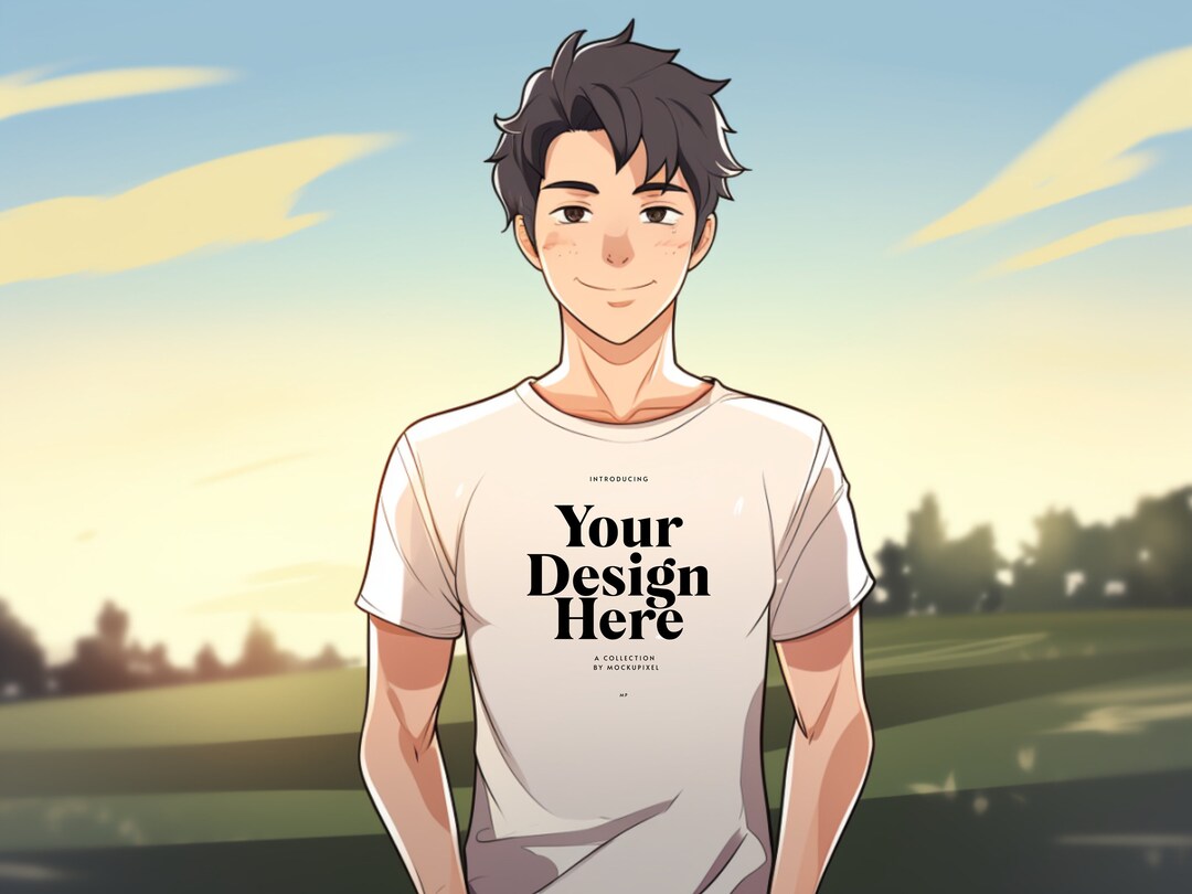 Anime Style Male Aesthetic Man Forward Face Facing Smiling Look Cartoon ...
