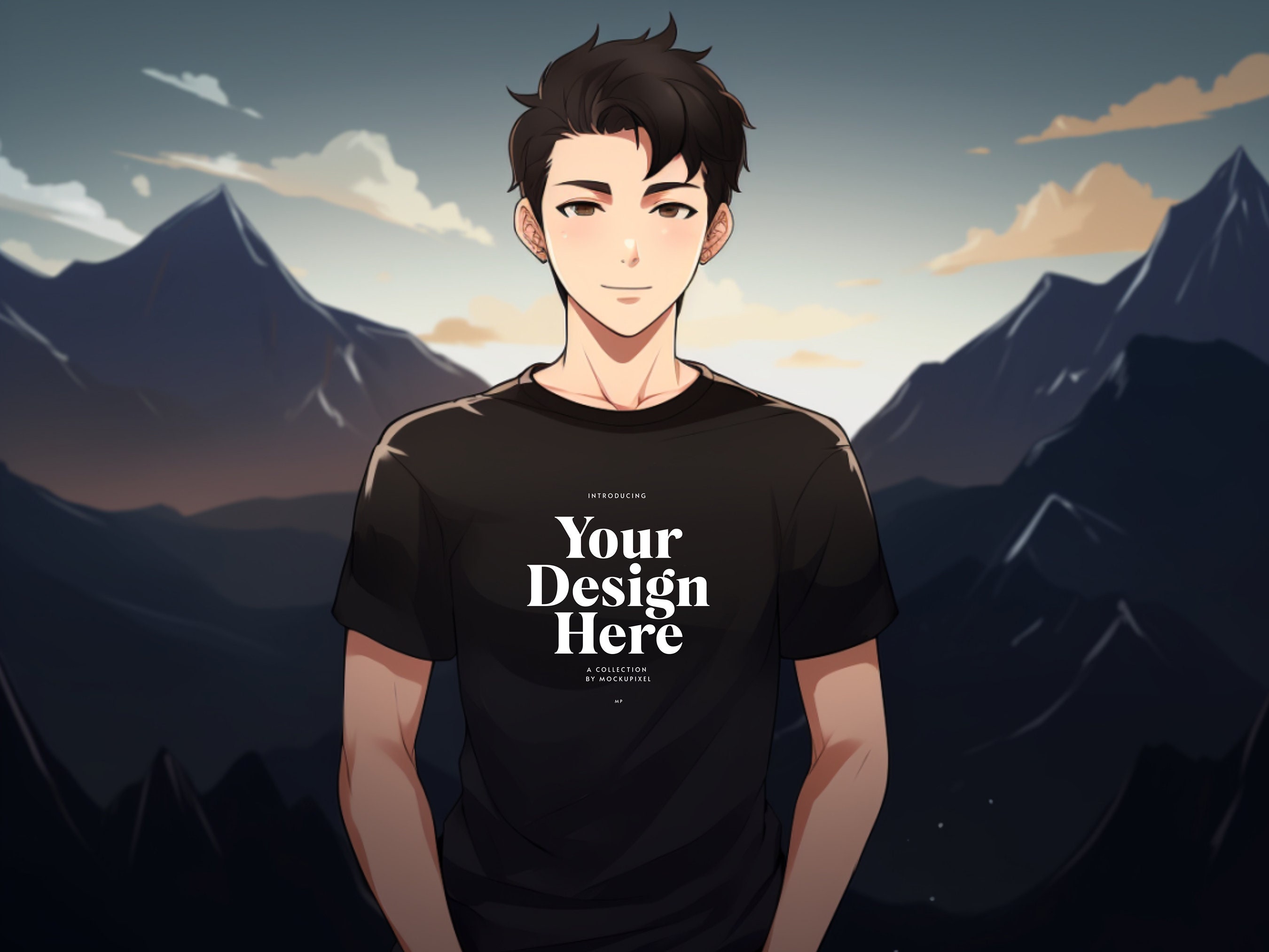 Anime Style Male Aesthetic Man Forward Face Facing Smiling Look Cartoon ...