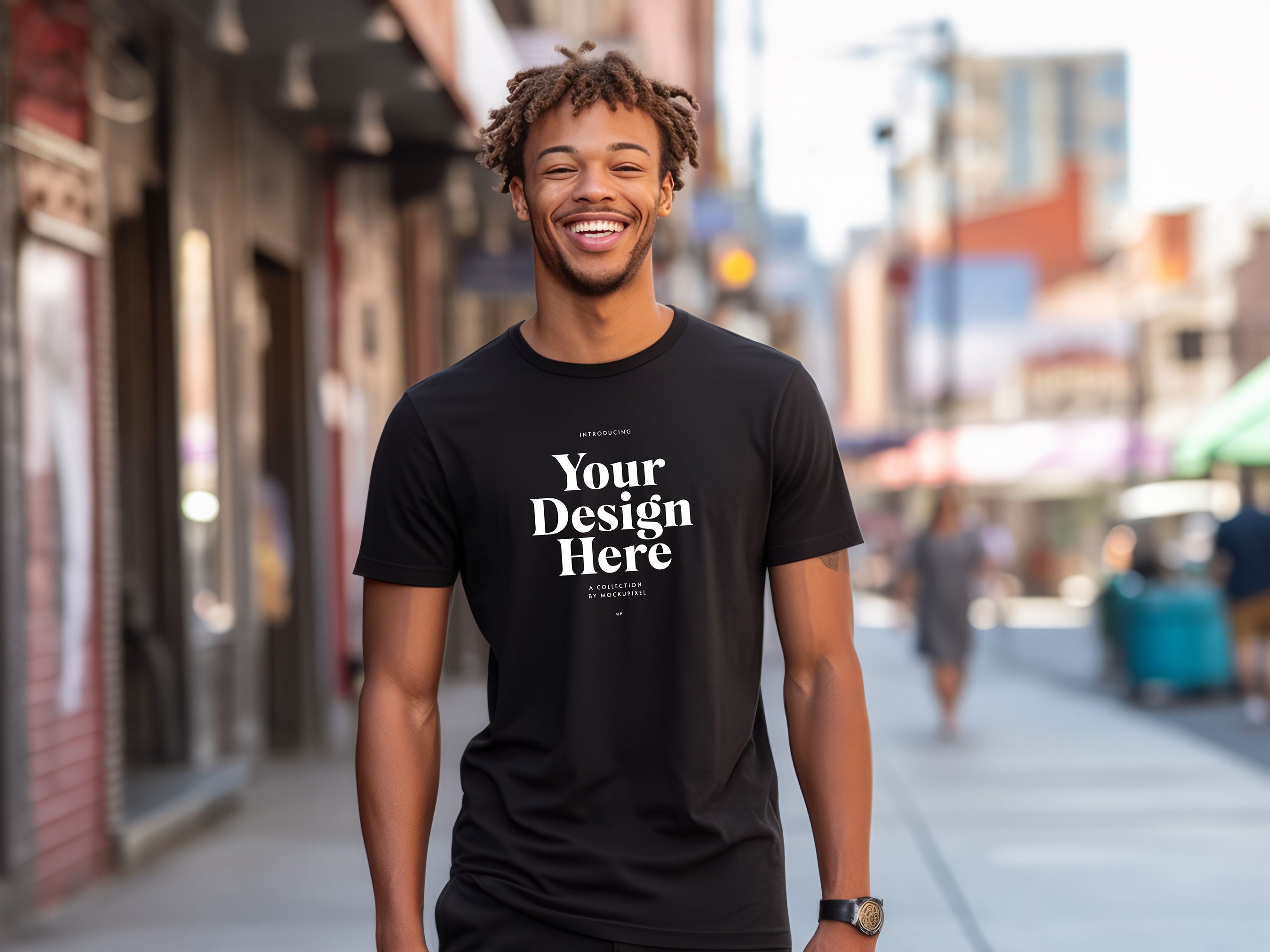 Black Bella Canvas 3001 Men's Model High Resolution Man Print on Demand ...