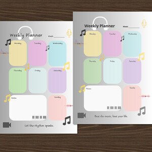 Printable Weekly Planner, Undated, Digital, 7 Days Musician Planner ...