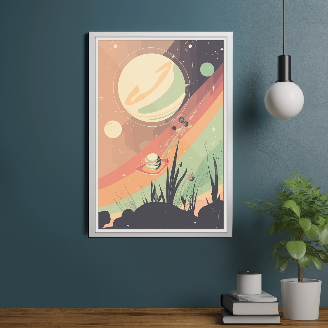 Retro Vintage Space Design Printable Poster Wall Art - Etsy