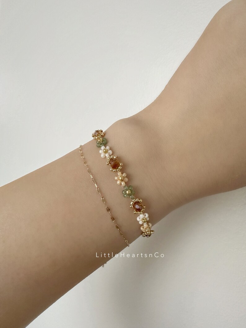 Fall Bracelets Beaded Jewelry Dainty Jewelry Flower Bracelet Gift Handmade - Etsy