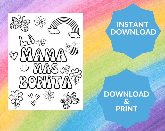 Coloring Page La Mama Mas Bonita Karol G Theme Feliz Dia De Las Madre's Mother's Day Printable ...