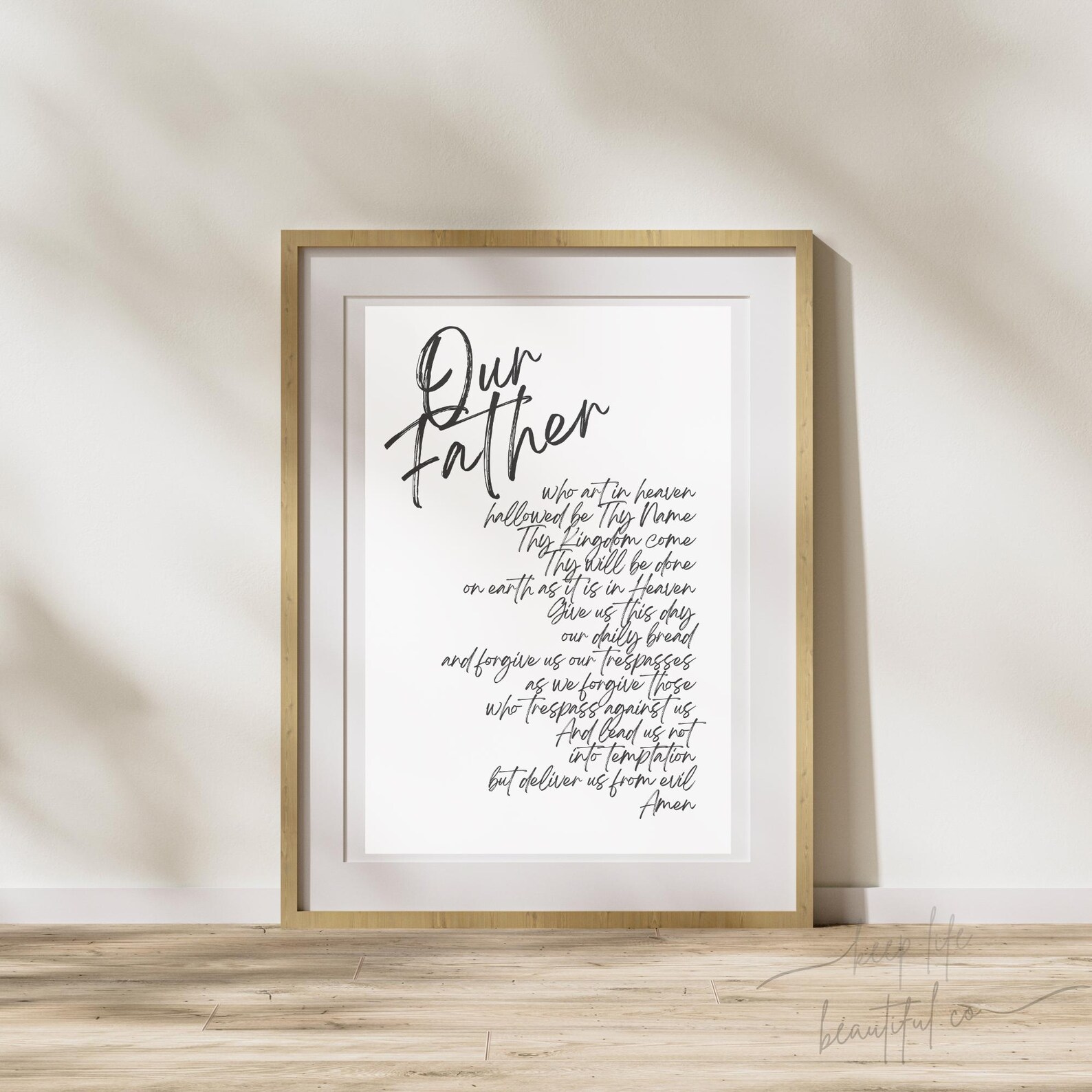 Our Father the Lords Prayer Hymns Typography Wall Art Christian Hymns ...