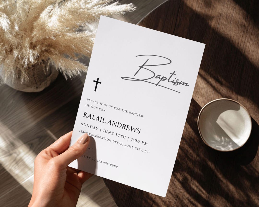 Simple Baptism Invitation Template, Baptism Invitation Boy or Girl ...