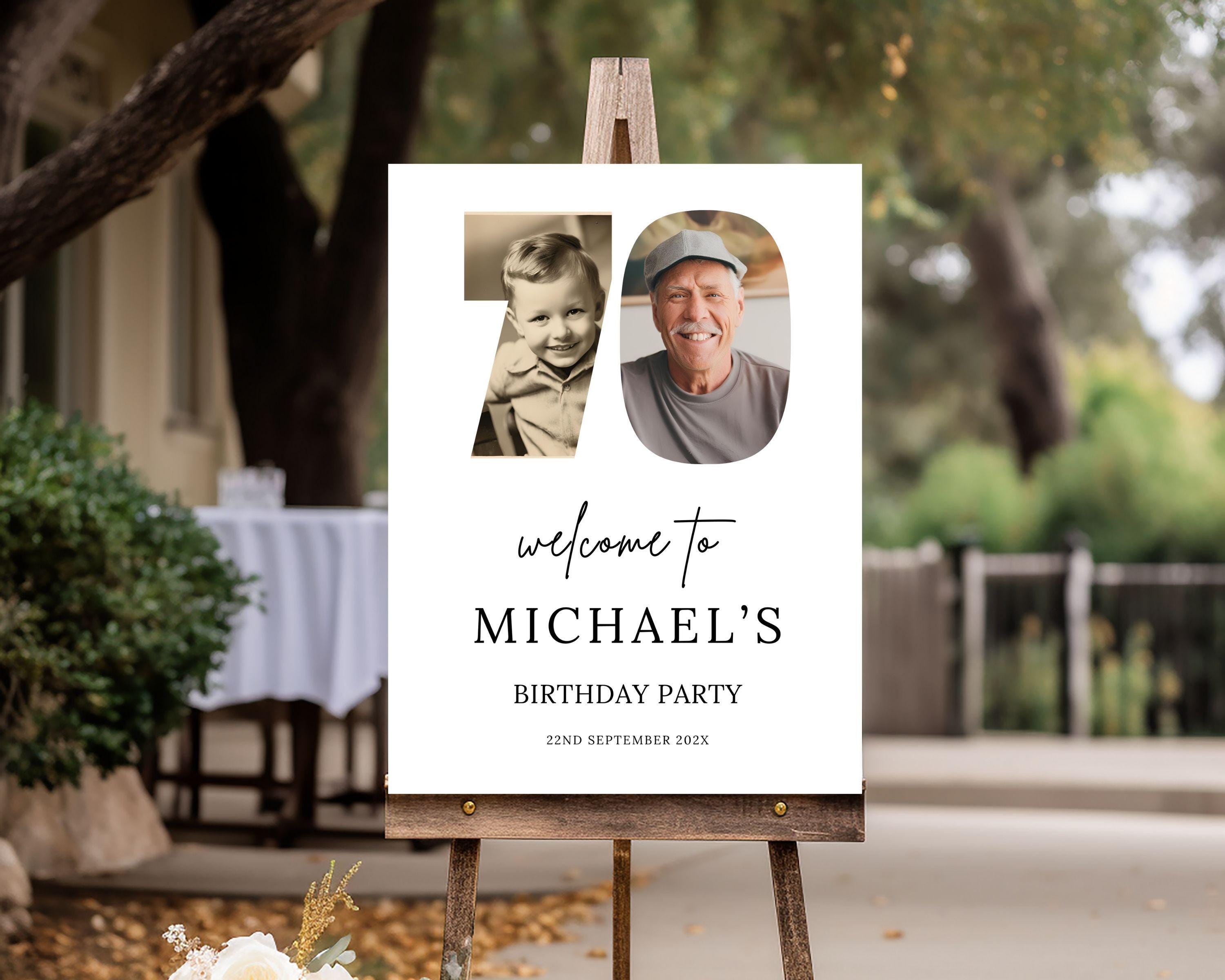 70th Birthday Sign, Photo Welcome Sign for Men or Women, Digital ...