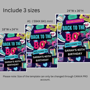Editable 80s Party Welcome Sign, Back to the 80s, Throwback Party ...