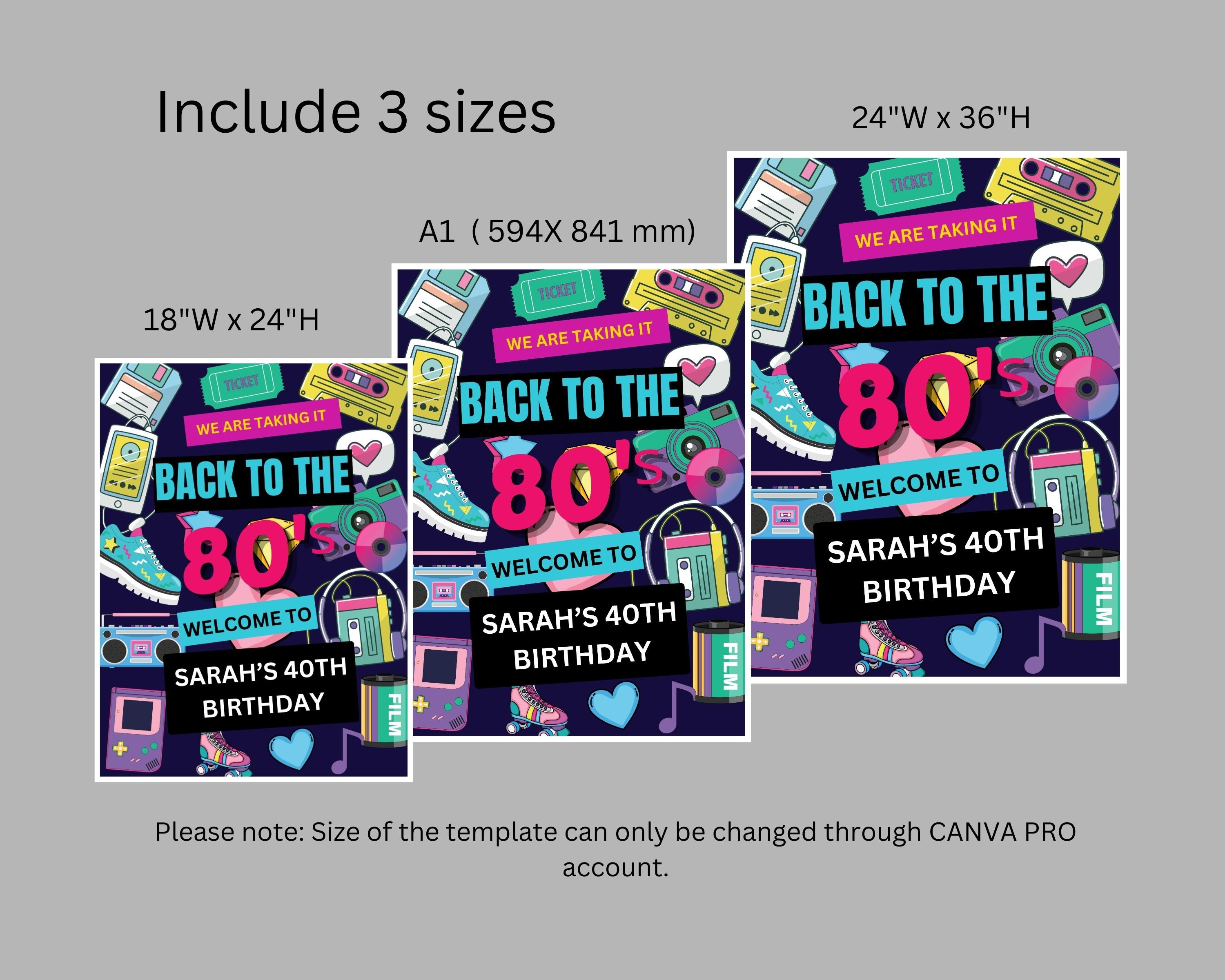 Editable 80s Party Welcome Sign, Back to the 80s, Throwback Party ...