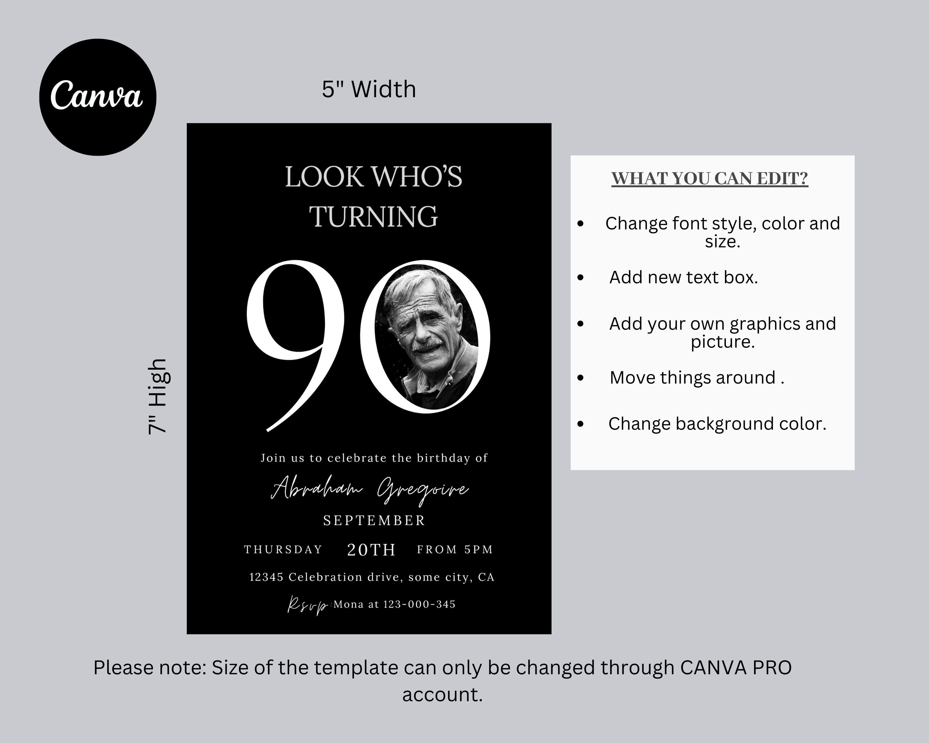 90th Birthday Invitation, Adult Birthday Invitation for Men, Look Who's ...