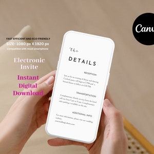 Electronic Wedding Invitation QR Code RSVP & Details Set, Minimalist ...