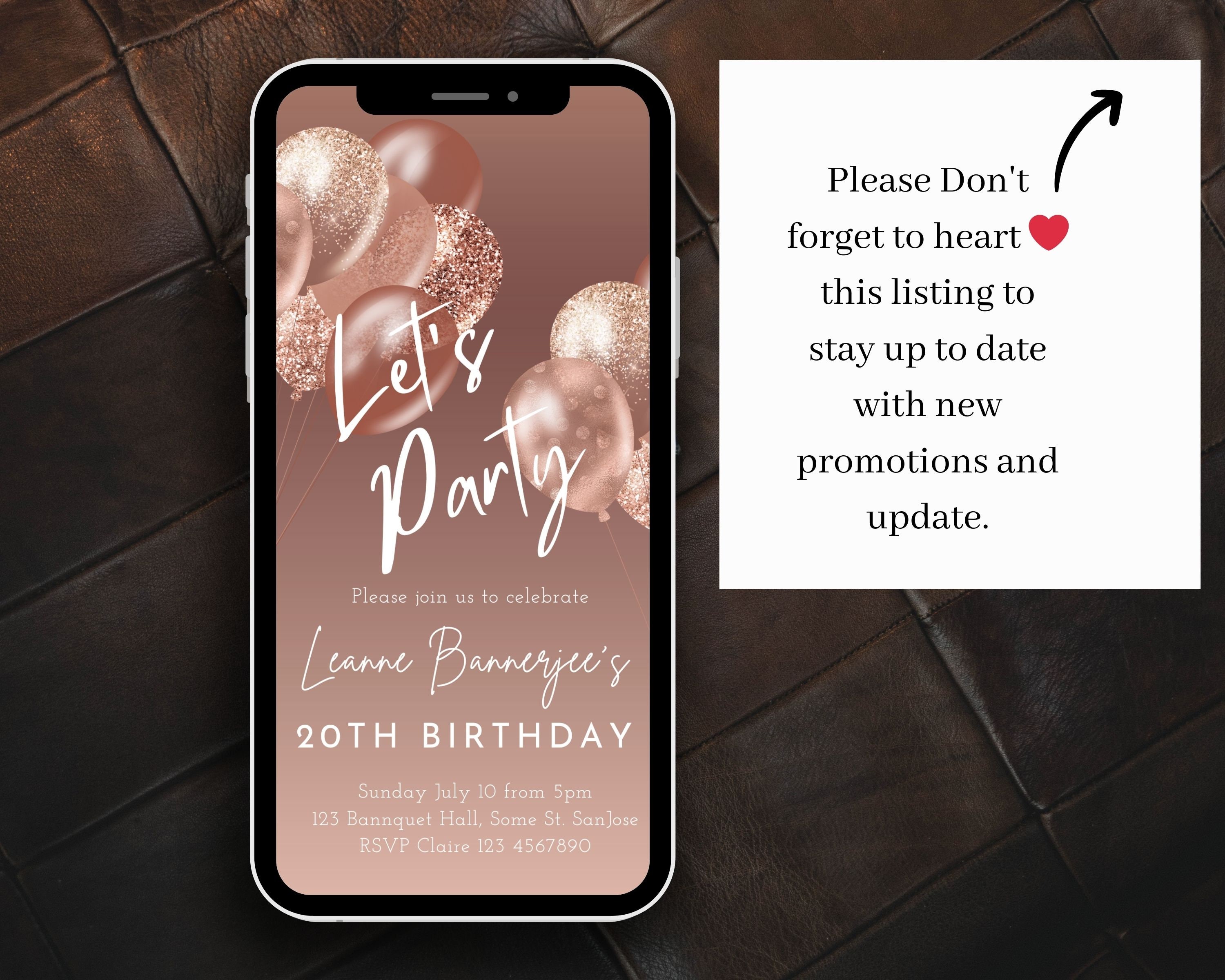 Electronic Birthday Invitation for Women, Girls or Kids Template,rose ...
