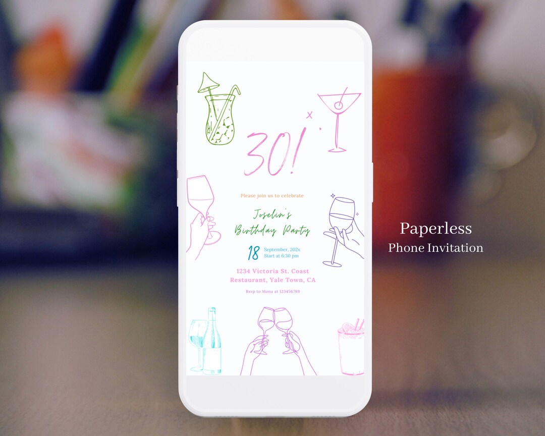 Cocktail Party Invite, Digital Download, Editable Cocktail Birthday ...