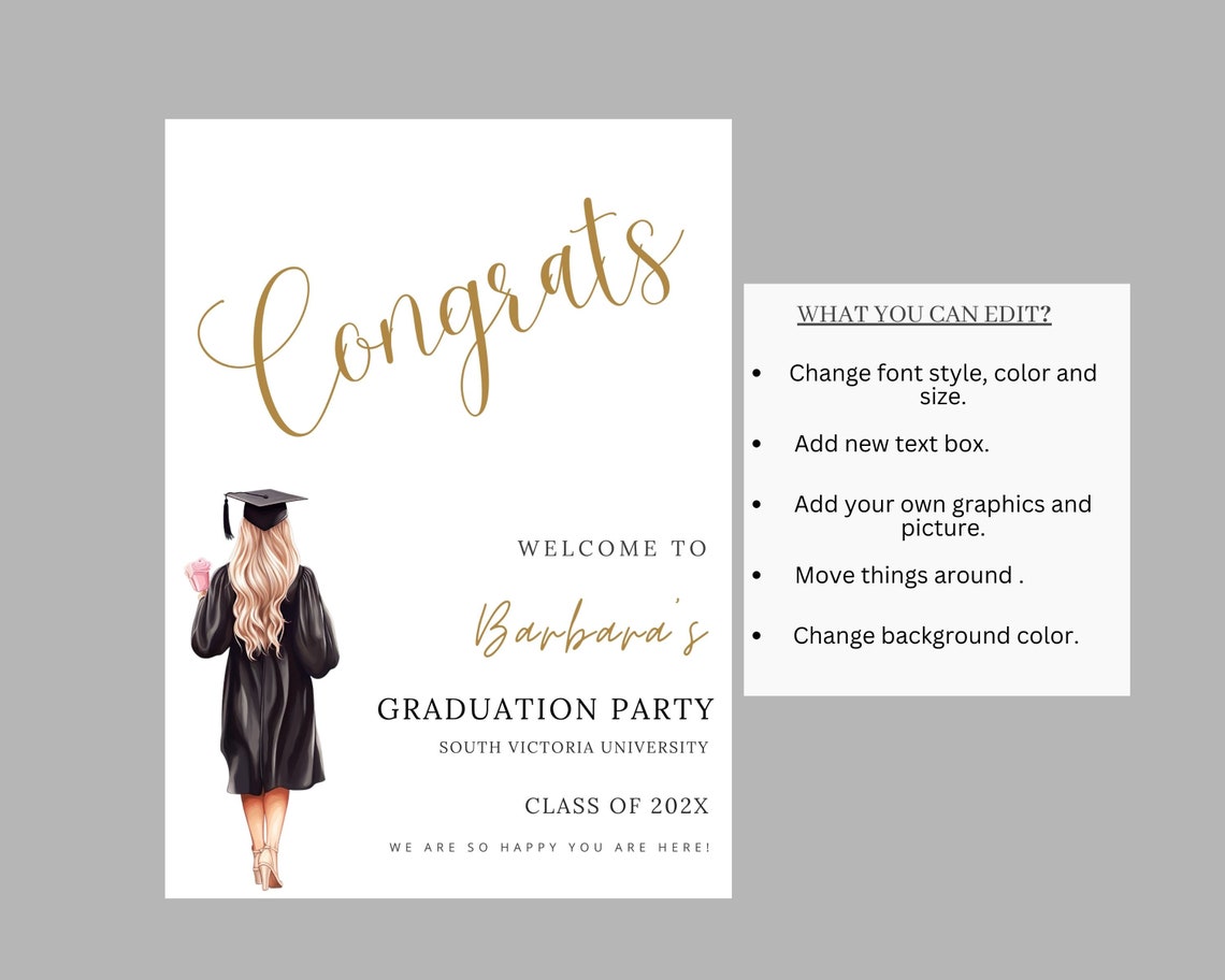 Graduation Party Welcome Sign Template,digital Download, Editable and ...