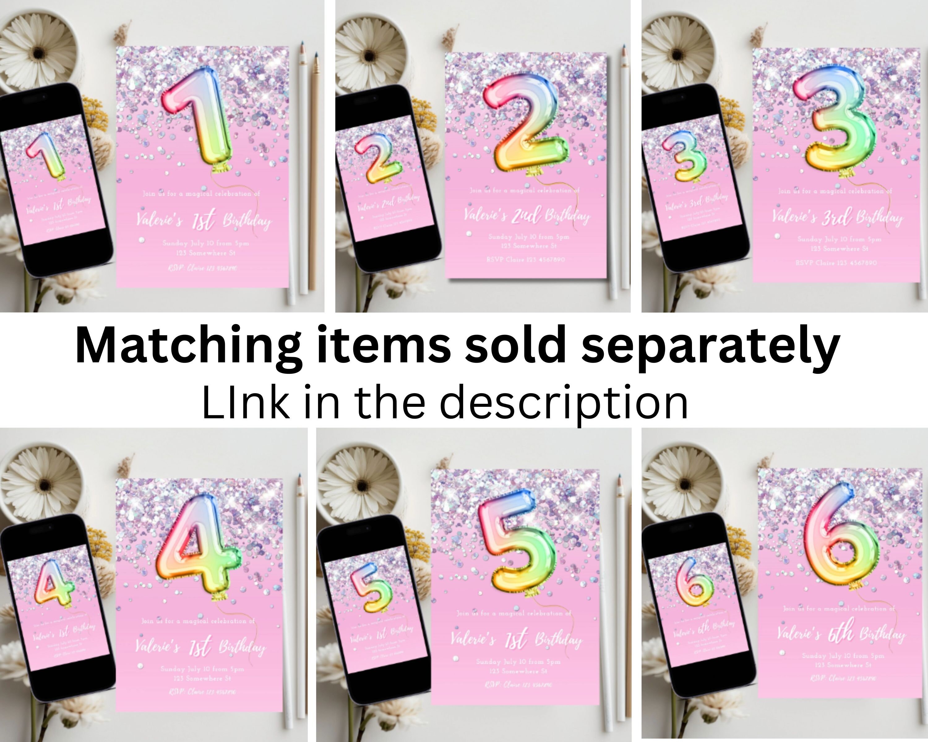 Editable Pink 8th Birthday Invitation Template Printable - Etsy