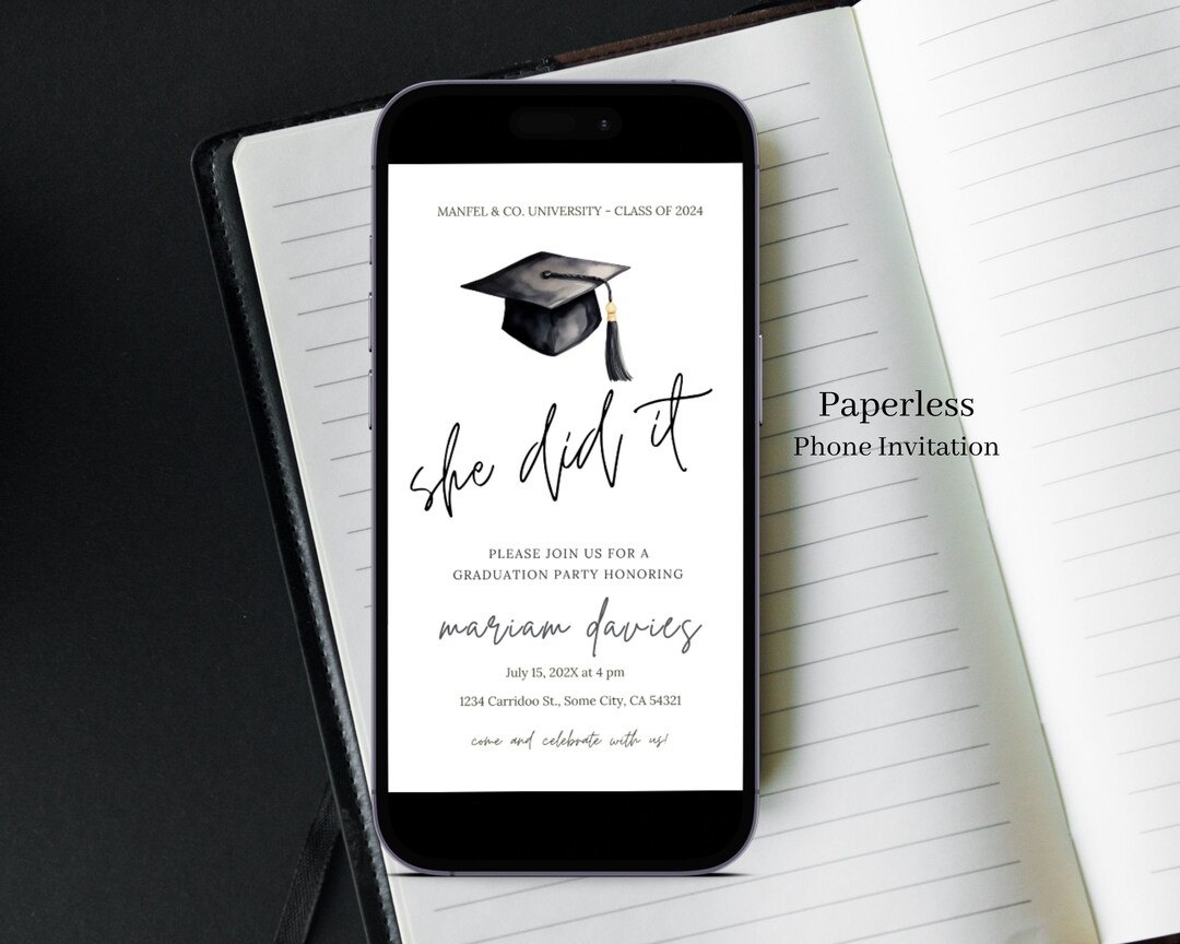 Digital Graduation Party Invitation Template, Digital Download ...