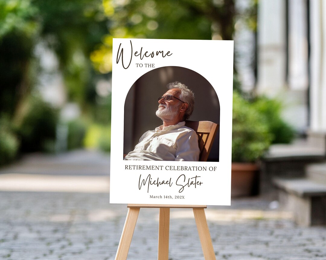 Photo Retirement Welcome Sign Template, Digital Download, Editable ...