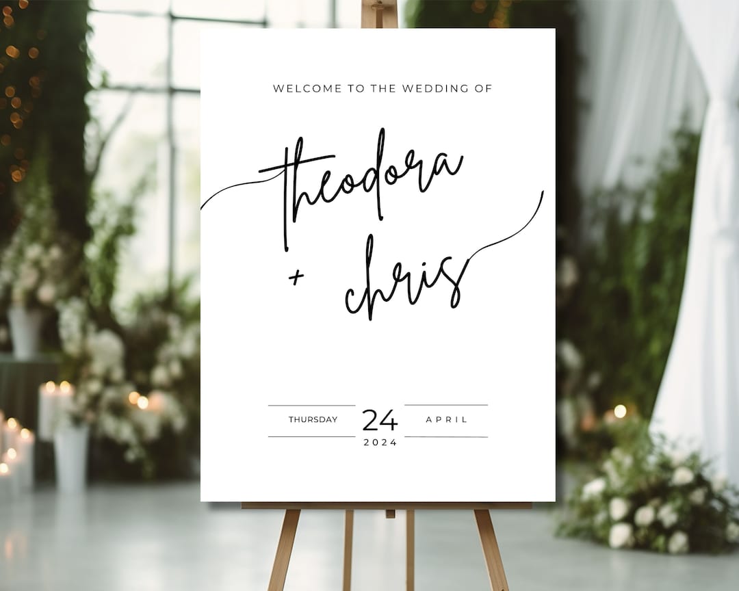 Minimalist Wedding Welcome Sign, Wedding Welcome Signage Template ...