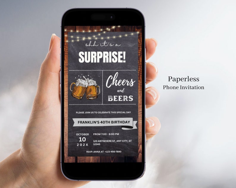 Digital Adult Birthday Invitation For Men Cheers And Beers Surprise
