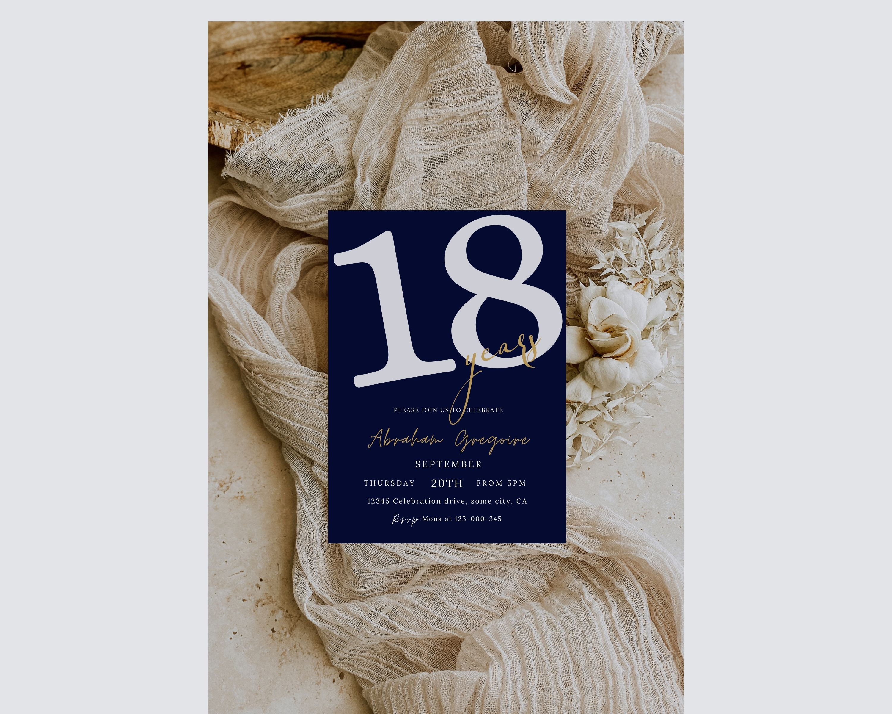 18th Birthday Invitation for Boy, Printable Photo Birthday Invite for ...