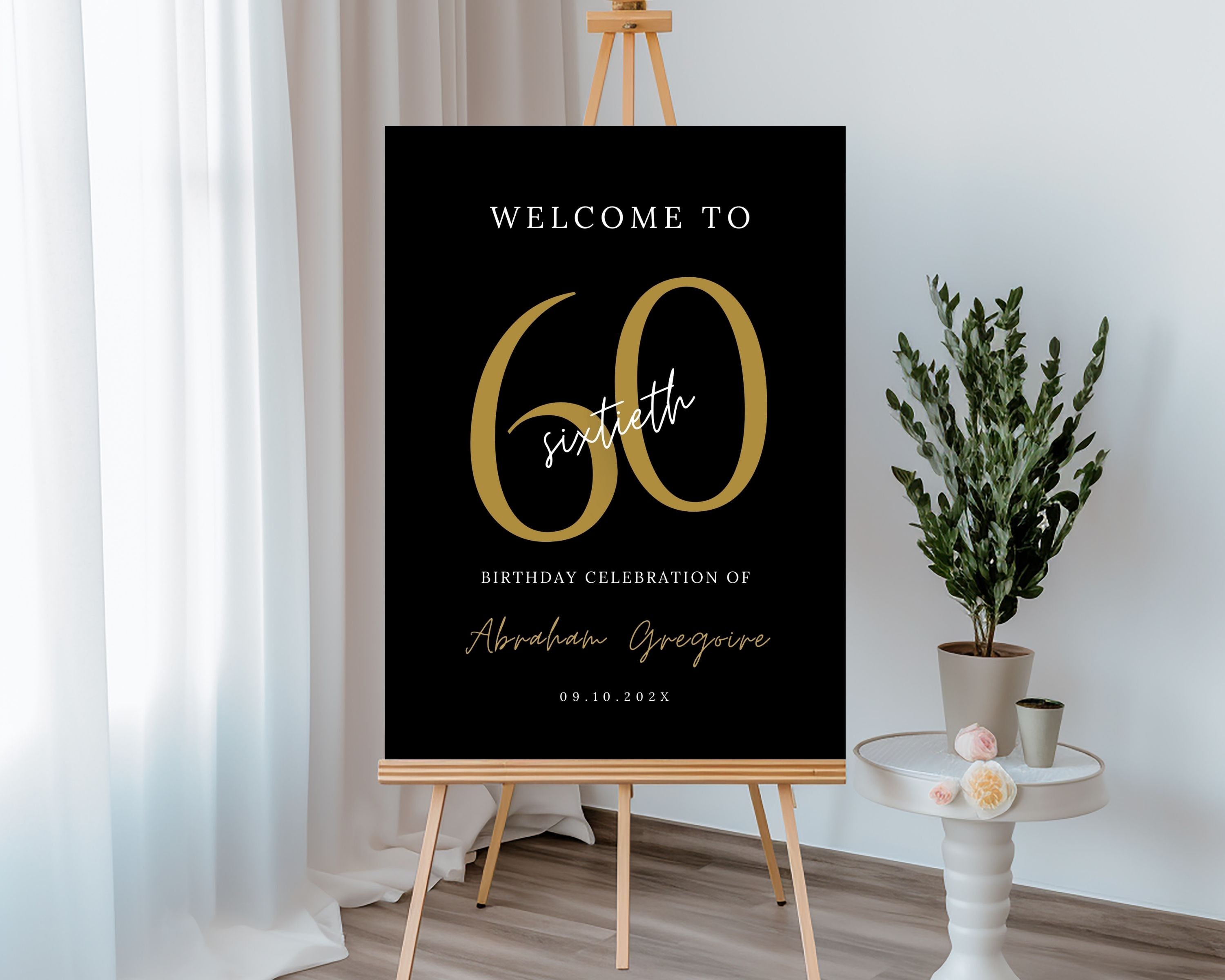 60th Birthday Welcome Sign for Men, Digital Download, Party Banner for ...