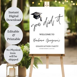 Graduation Welcome Sign Template,modern & Minimalistic, Editable and ...