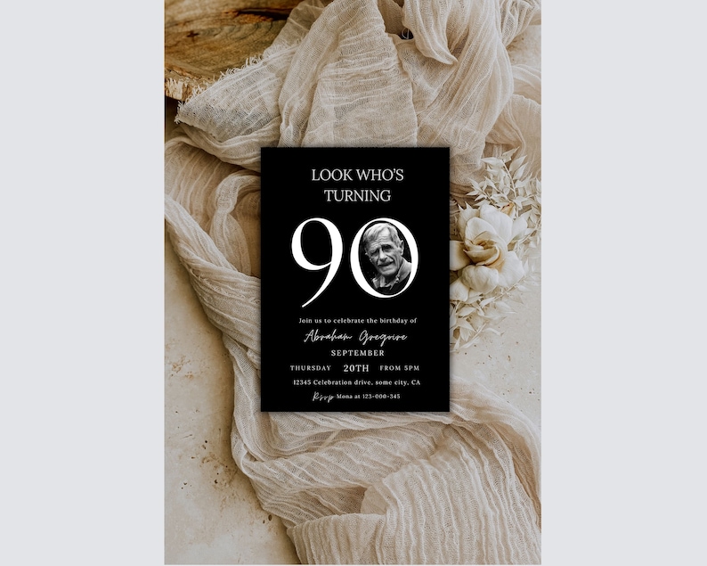 90th Birthday Invitation, Adult Birthday Invitation for Men, Look Who's ...