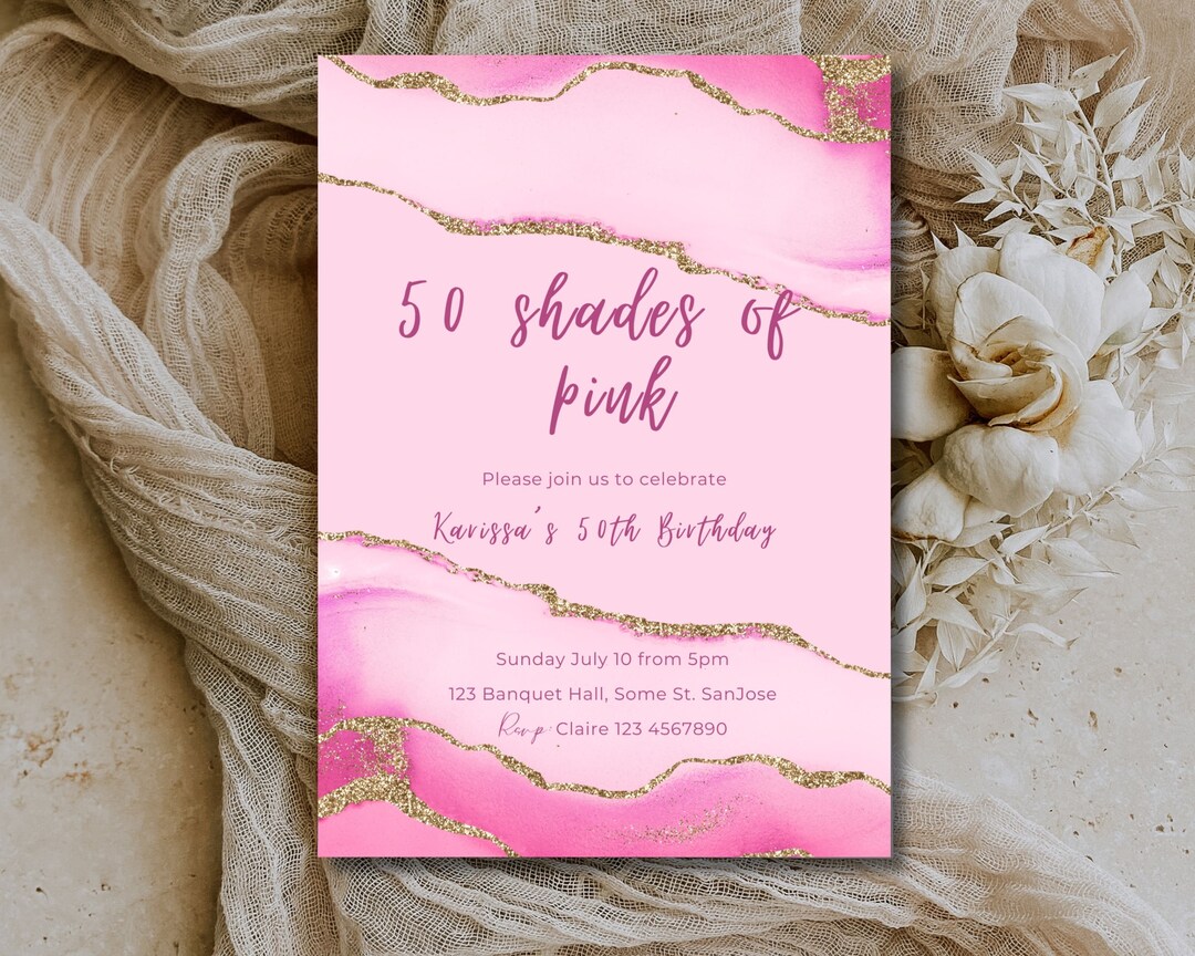 Shades of Pink Birthday Invitation Template,printable or Text Invite ...