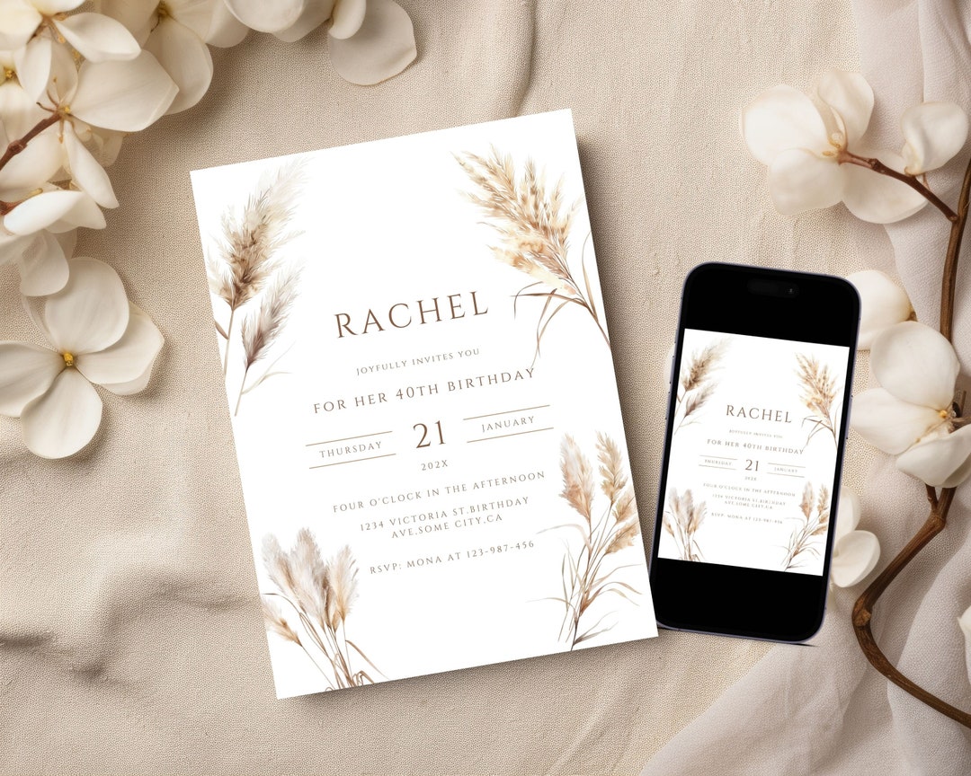 Boho Birthday Invitation Template, Digital Download, Editable ...