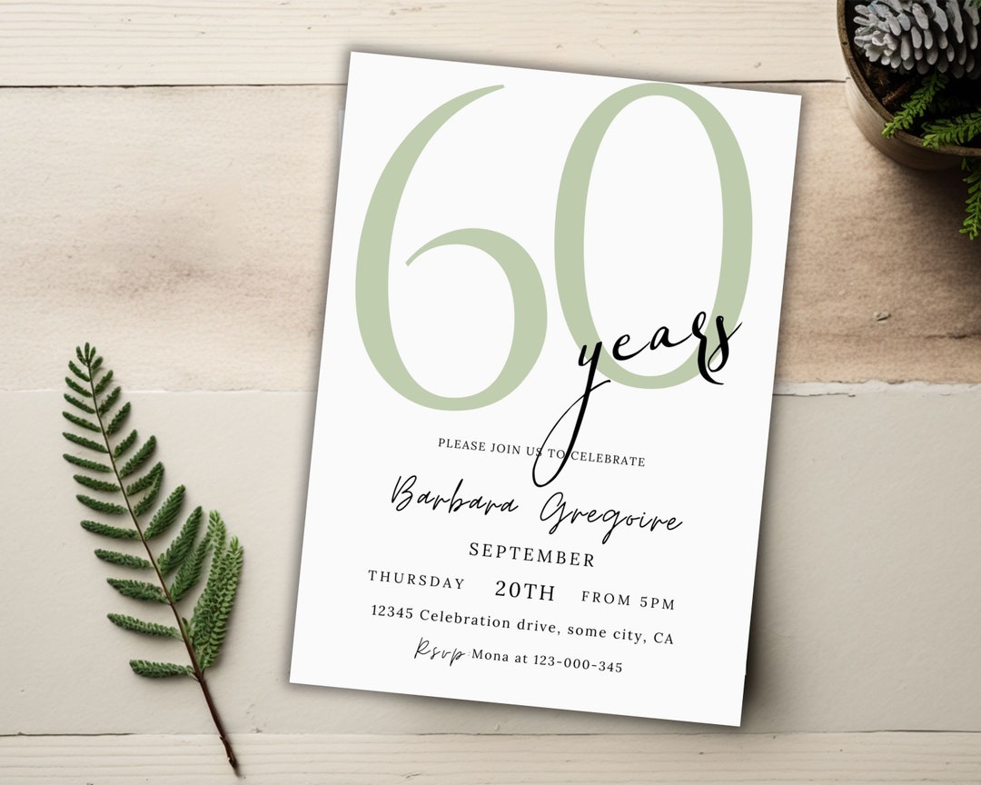 60th Birthday Invitation, Editable & Printable 60th Birthday Party ...