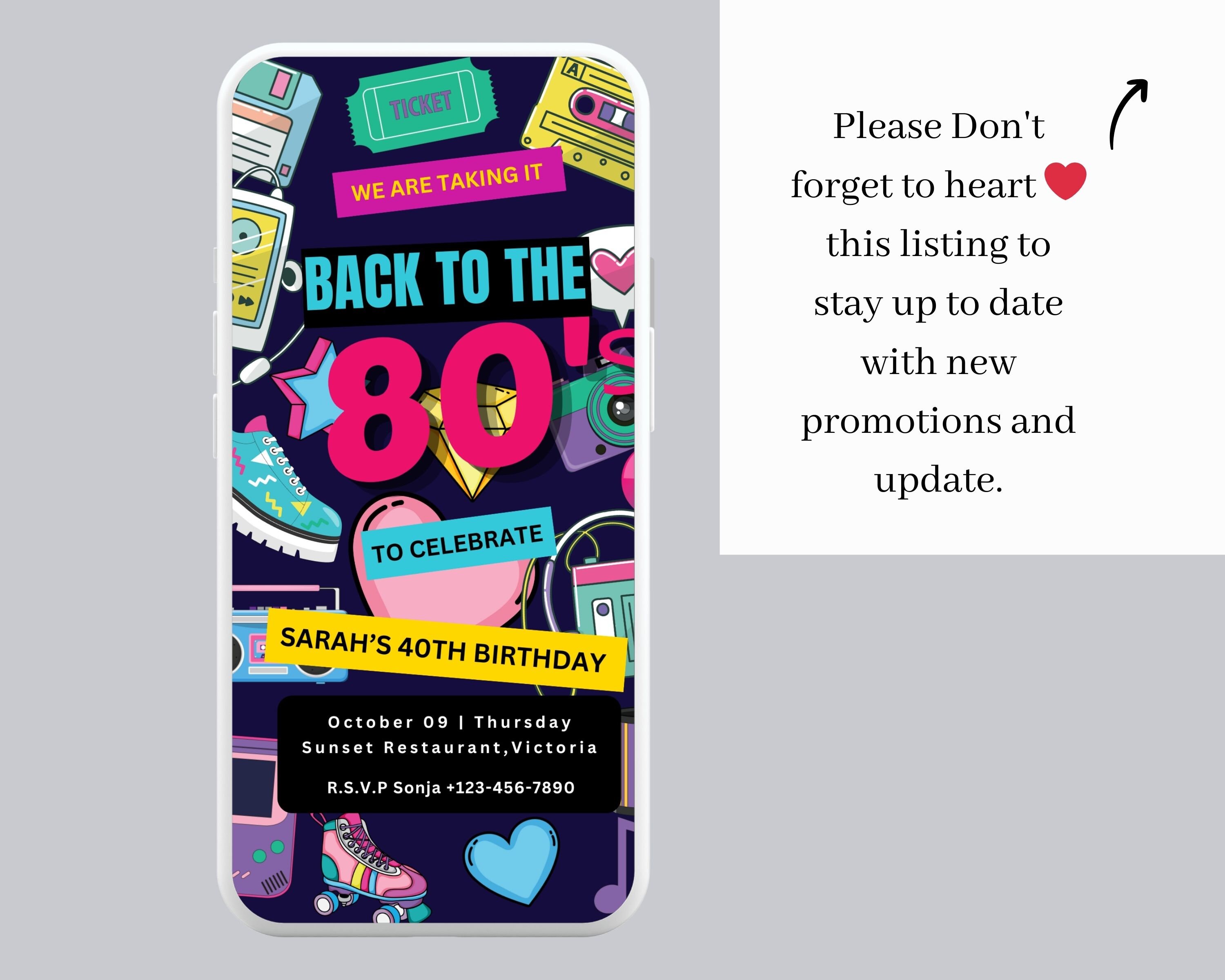 Electronic 80's Party Invite, Back to the 80's Theme Invitation ...