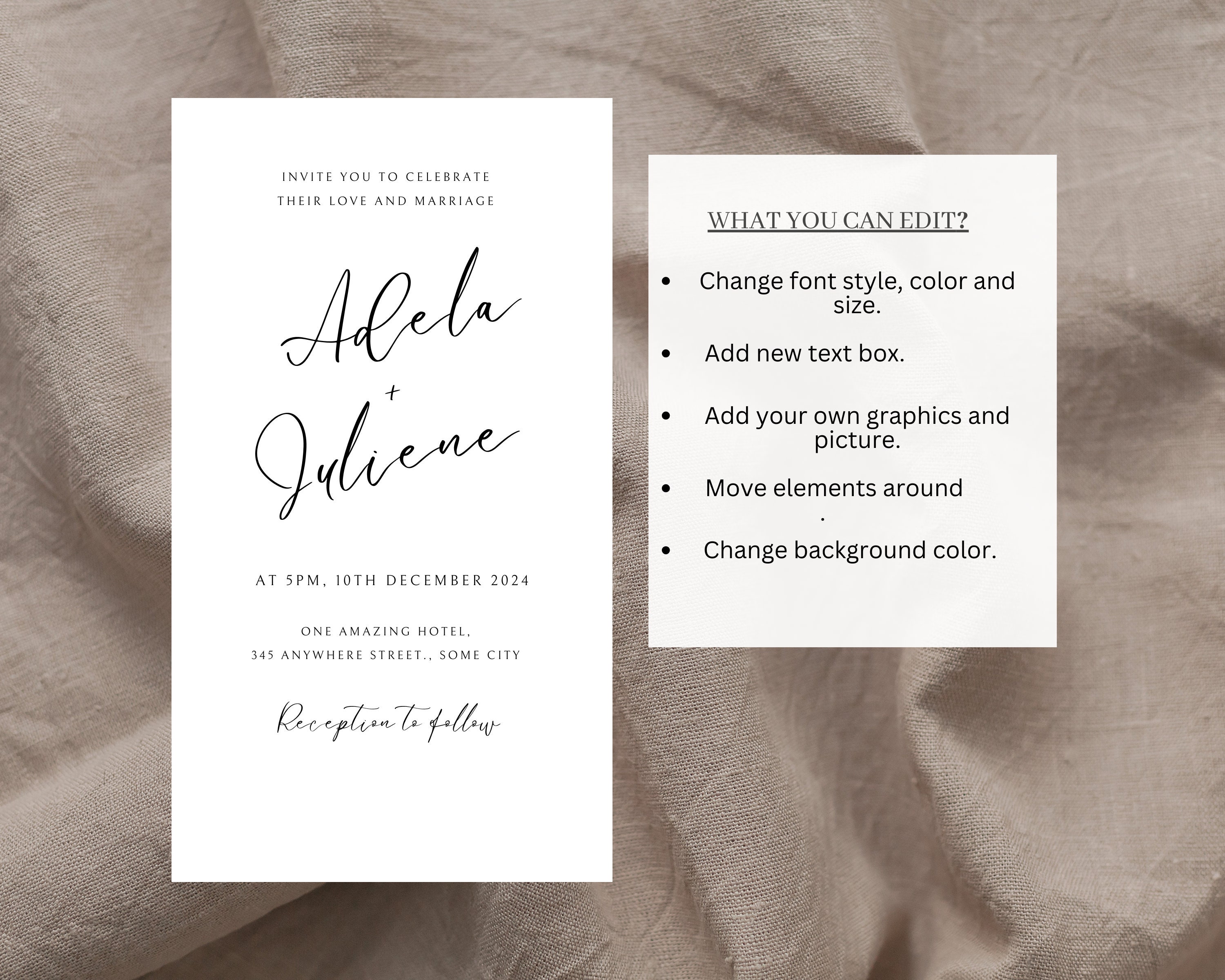 Electronic Wedding Invitation Template Set With RSVP QR Code & Details ...