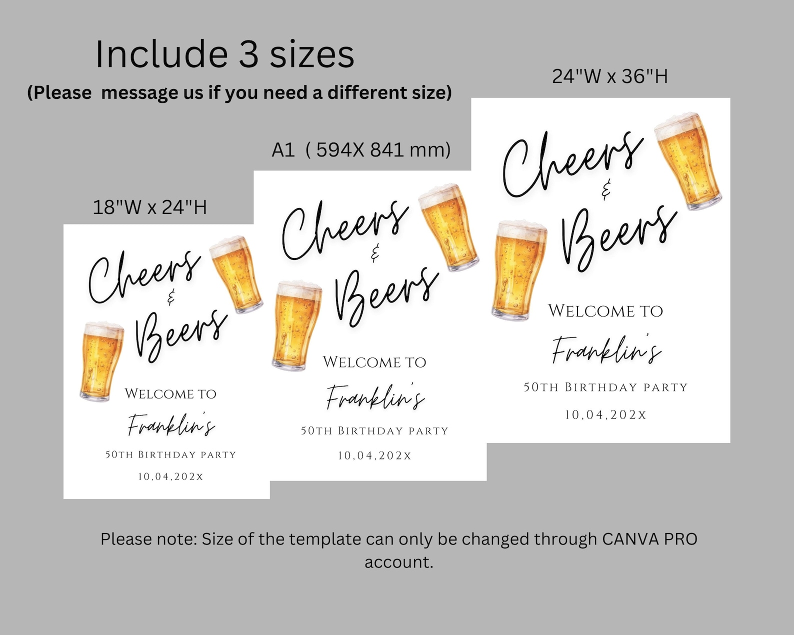 Cheers and Beers Birthday Welcome Sign, Editable Beer Party Poster ...