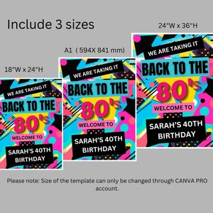 Editable 80s Party Welcome Sign, Back to the 80s, Throwback Party ...