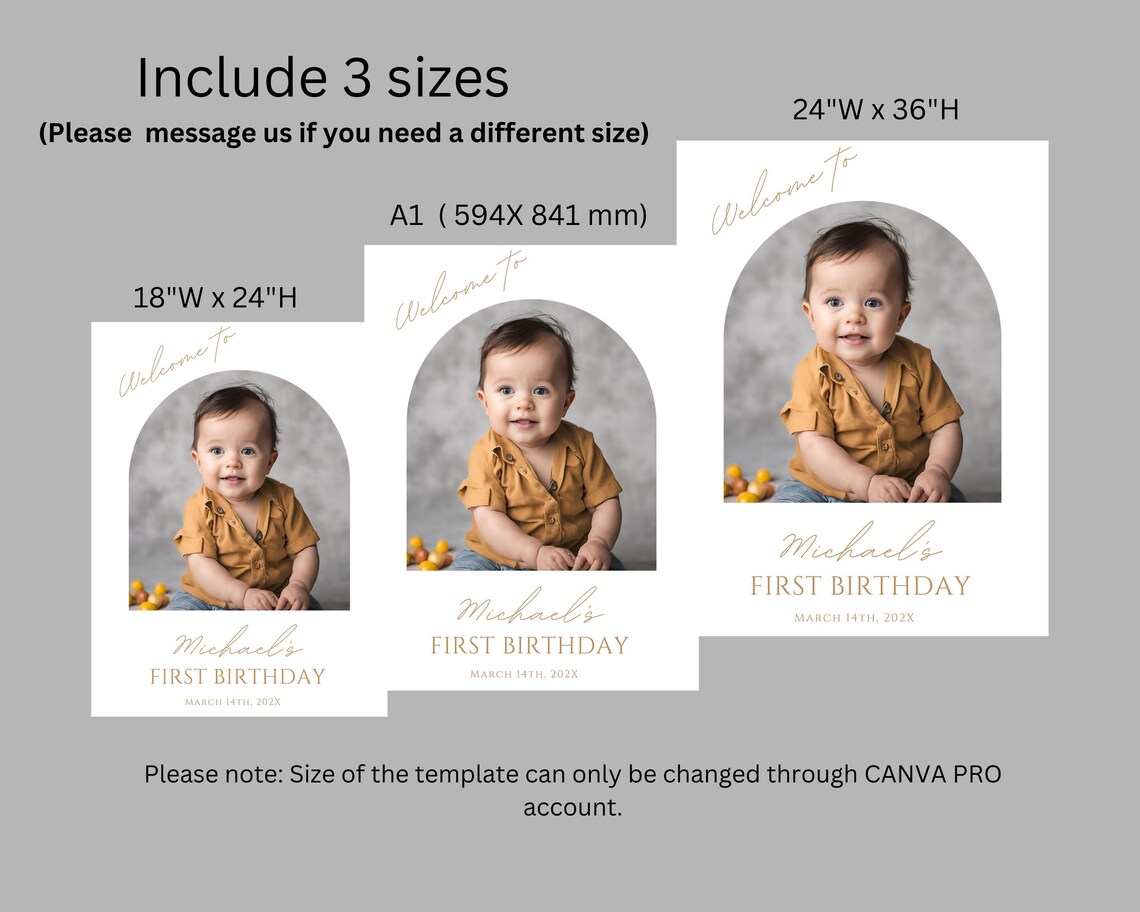 Boy's 1st Birthday Welcome Sign With Photo, Printable Party Decor ...