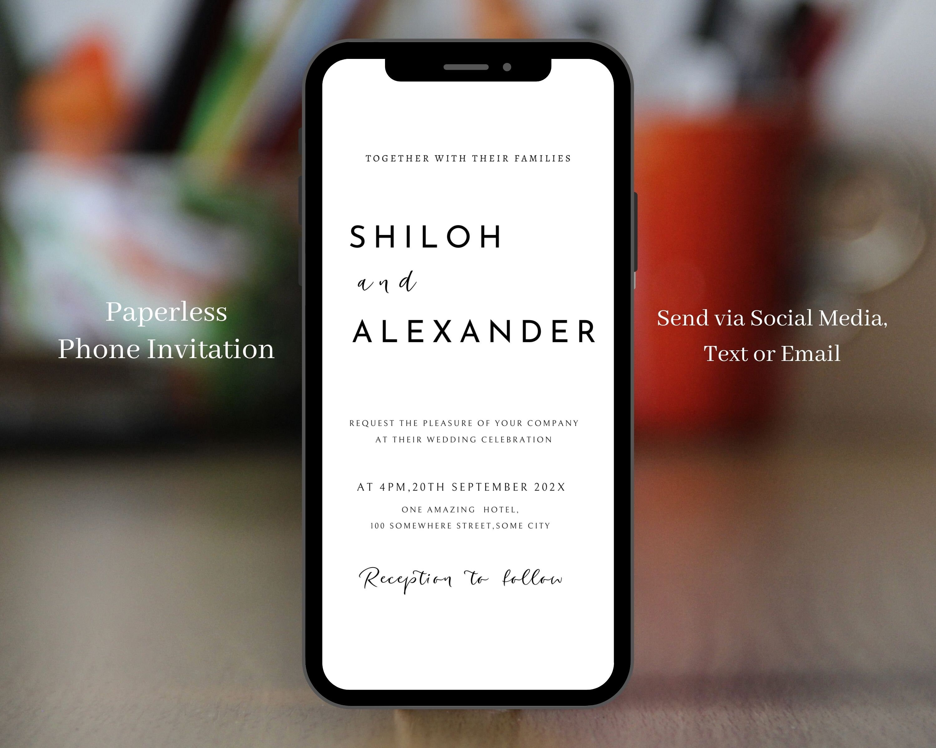 Electronic Wedding Invitation QR Code RSVP & Details Set, Minimalist ...