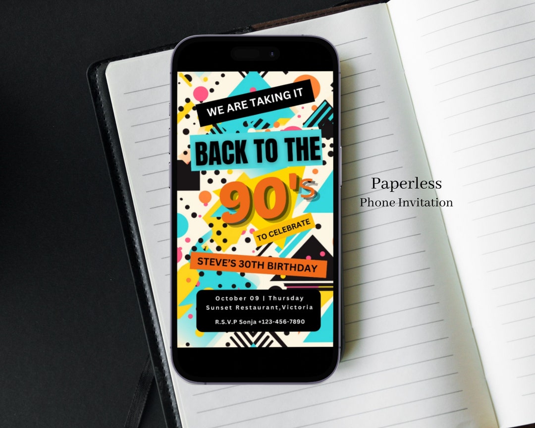 90s Theme Birthday Evite, Retro Party Invitation (digital Canva ...