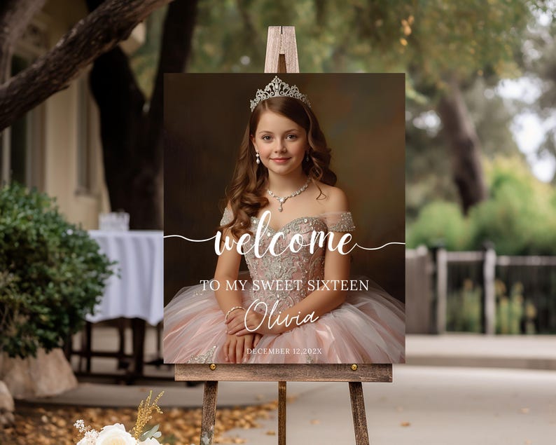 Sweet Sixteen Photo Welcome Sign | Editable 16th Birthday Party Decor ...