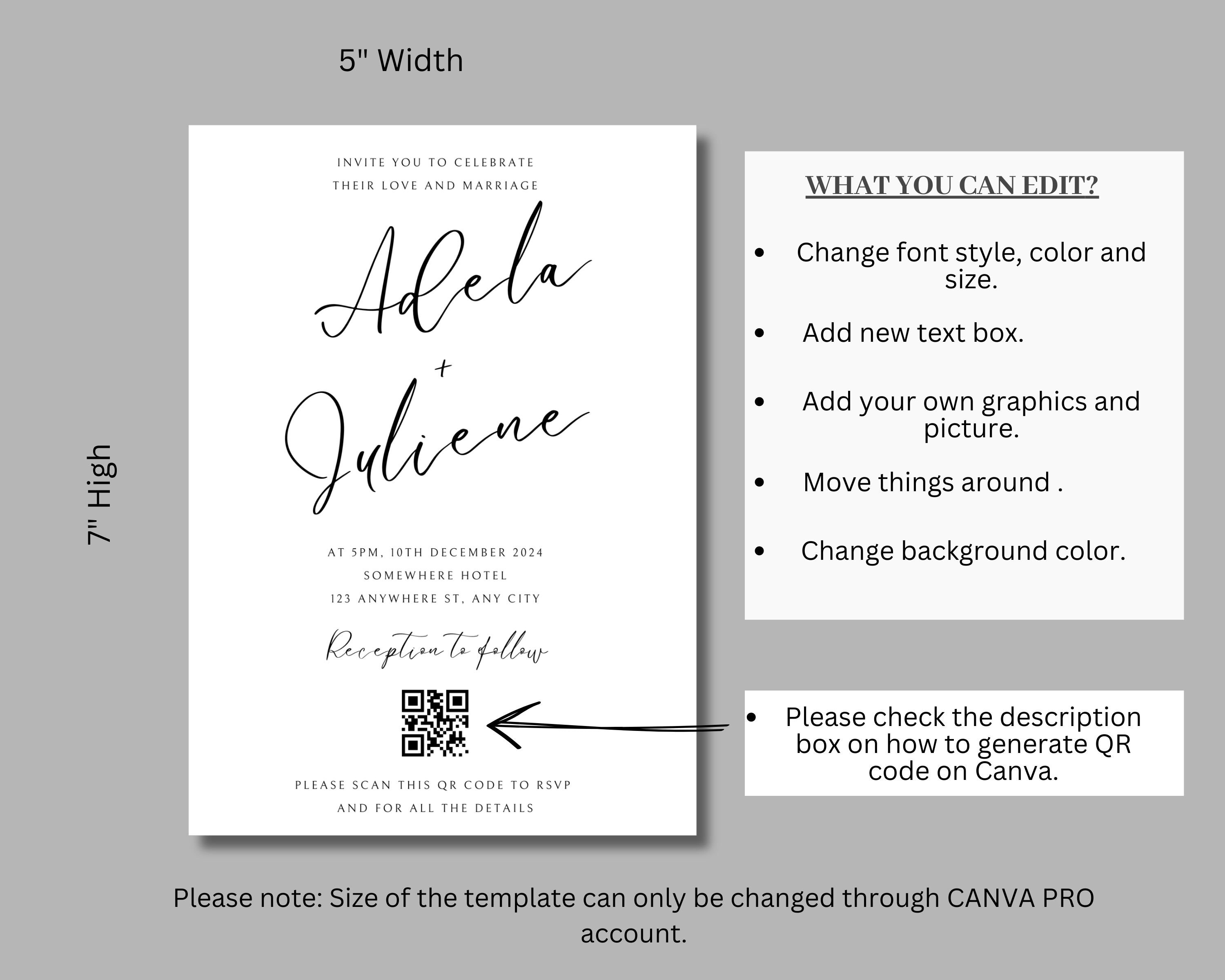 Wedding Invitation QR Code, Minimalist Wedding Invitation Template ...