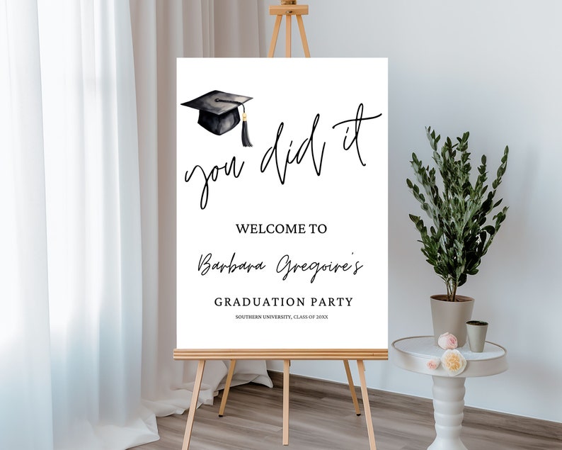 Graduation Welcome Sign Template,modern & Minimalistic, Editable and ...