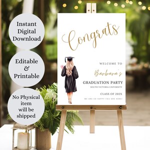 Graduation Party Welcome Sign Template,digital Download, Editable and ...