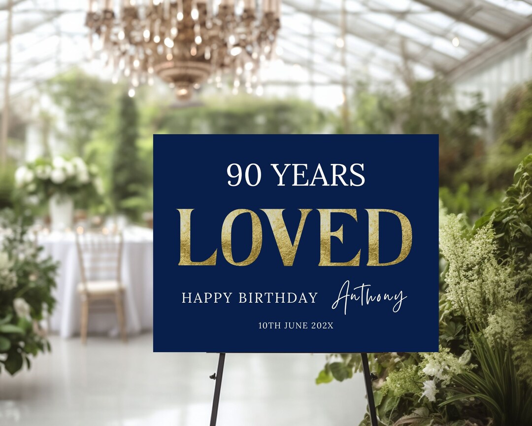90th Birthday Welcome Sign for Men, Digital 60th 70th 80th Birthday ...