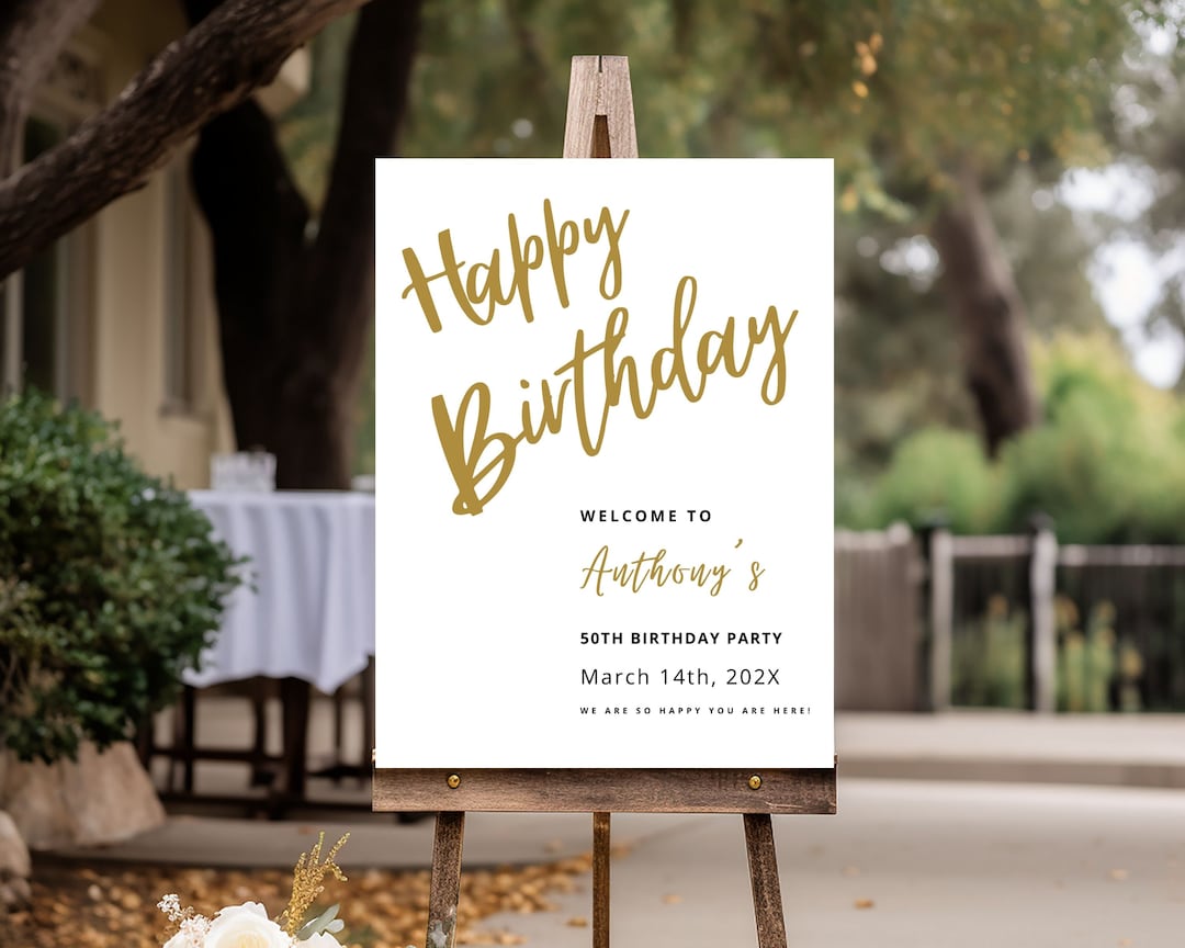Editable Birthday Welcome Sign Template, Adult Party Decor (canva ...
