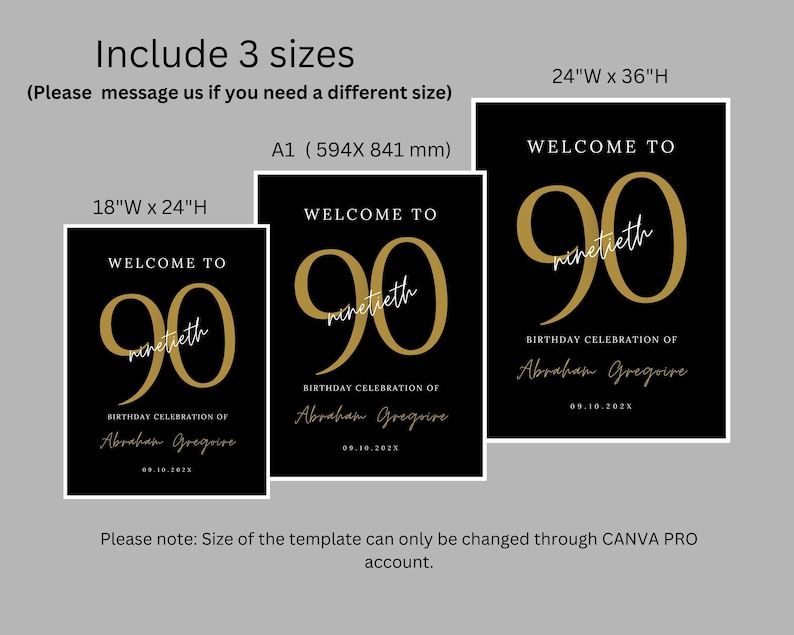 90th Birthday Welcome Sign for Men, Digital Download, Party Banner for ...